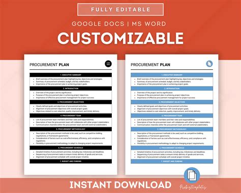 Procurement Plan Template Probiztemplates