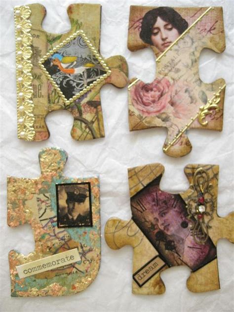 Altered Puzzle Pieces 4 Of 4 Sets Puzzle Crafts Puzzle Piece Art