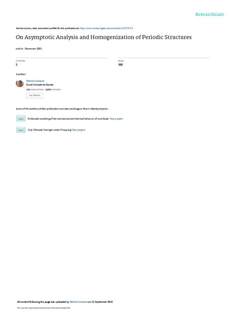 On Asymptotic Analysis And Homogenization Of Perio Pdf Déformation Plastique Élasticité