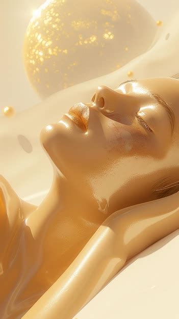 There Is A Woman Laying In A Bath With Liquid On Her Face Generative Ai