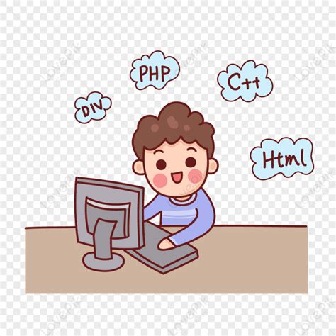 행복한 초과 근무 프로그래머 Png 일러스트 무료 다운로드 Lovepik
