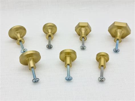 Solid Brass Hexagon Cabinet Knobs Gold Drawer Pulls Etsy