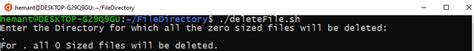 Shell Script To Delete The Zero Sized File Using If And For Geeksforgeeks