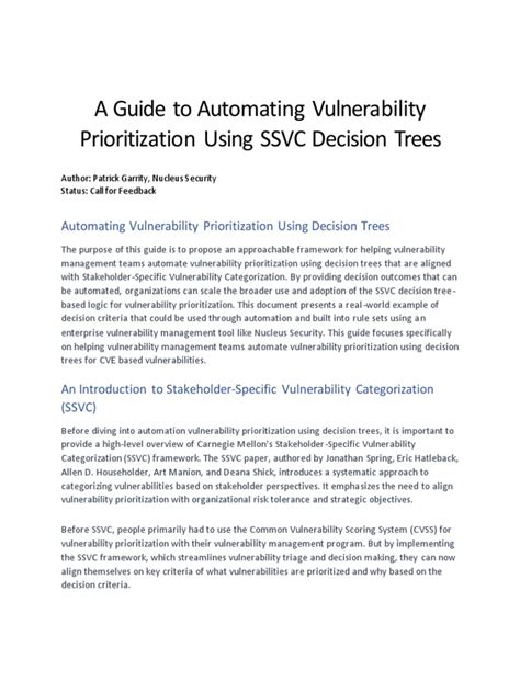 Ssvc Decision Tree Pdf Vulnerability Computing Automation
