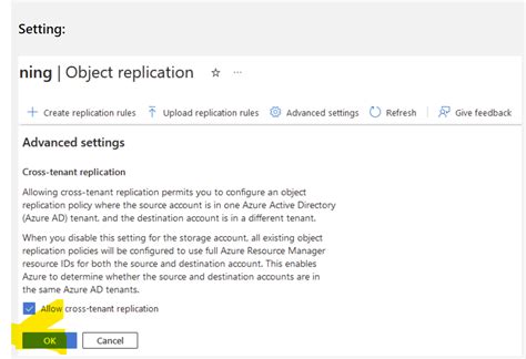 azure backup fails with cross tenant object replication policy
