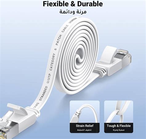 Ugreen Ethernet Cable Cat6 10m Gigabit Flat Network Coed 1000mbps High