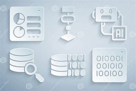 Set Binary Code Artificial Intelligence Robot Server Algorithm And Computer Api Interface