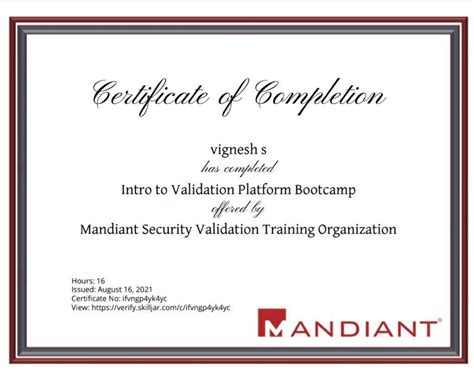 Vignesh Shanmugam On Linkedin Successfully Completed My Mandiant Security Validation Certification