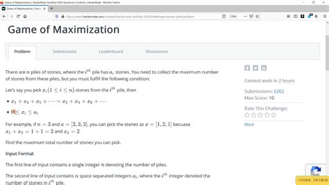 Hacker Rank Hackfest2020 Game Of Maximization Python3 Solution