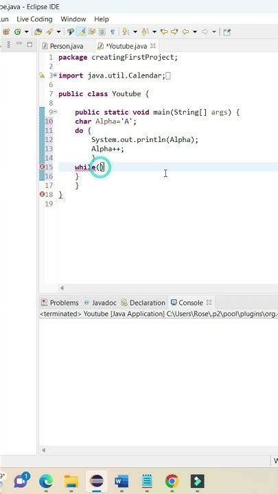 Java Program To Print Alphabets Use Of Do While Loop Youtube