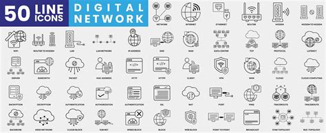 Premium Vector Digital Network Icon Set With Internet Ethernet Router Vpn Wan Ip Dns Sever