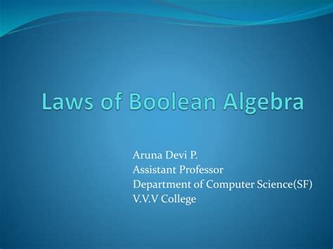 Laws Of Boolean Algebra Pptx