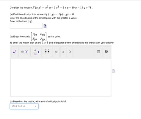 Solved Consider The Function Fxyx2y−5x2−2xy10x−15y78