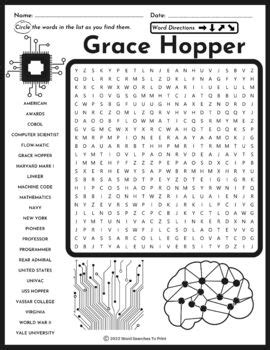 Grace Hopper Word Search Puzzle By Word Searches To Print TPT