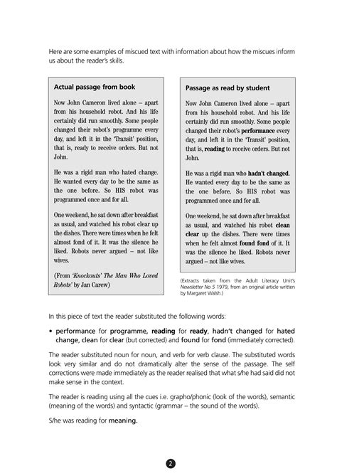 Solution Diagnostic Assessment Literacy Materials For Assessing Reading Using Miscue Analysis