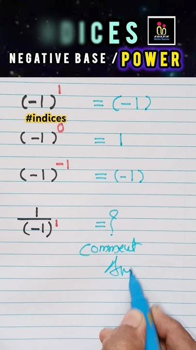 Simplify Indices With Negative Base Power Indices Shortsfeed Shorts Ytshorts Maths