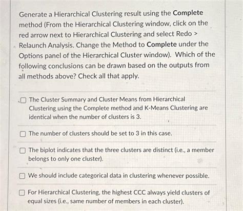 solved method from the hierarchical clustering window