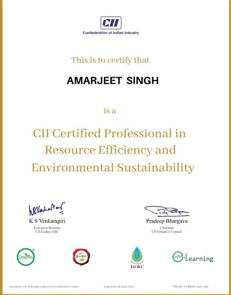 Amarjeet Singh On Linkedin Successfully Completed And Awarded “cii Certified Professional In