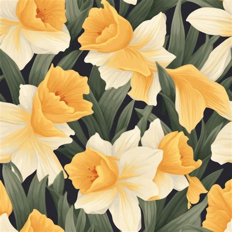 Premium Ai Image Daffodil Vector Pattern