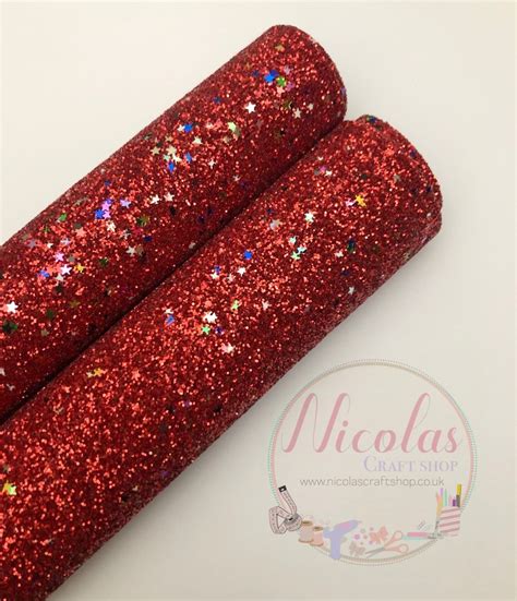 Red Glitter Star Sequin Fine Glitter Sheet