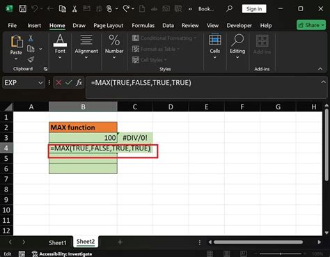 advanced excel max function