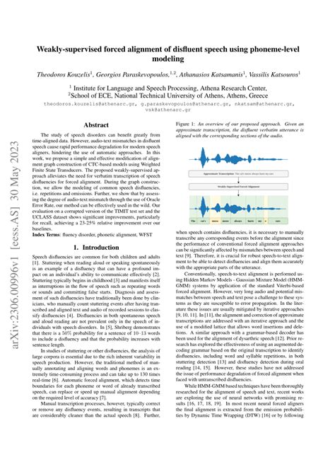 Pdf Weakly Supervised Forced Alignment Of Disfluent Speech Using