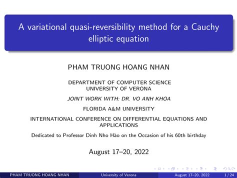 Pdf A Variational Quasi Reversibility Method For A Cauchy Elliptic Equation