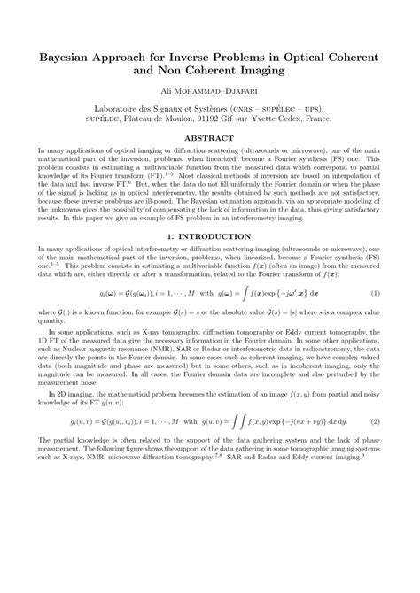 Pdf Bayesian Approach For Inverse Problems In Optical Coherent And Non Coherent Imaging