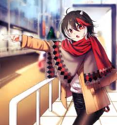 Anime Girl With Short Red Hair And Red Eyes