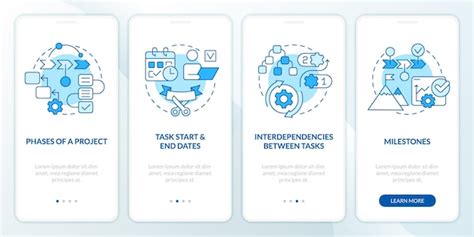 Premium Vector Project Plan Parts Blue Onboarding Mobile App Screen