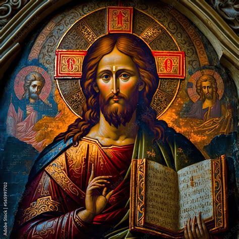 Poster Traditional Orthodox Icon Jesus Christ God Holy Trinity