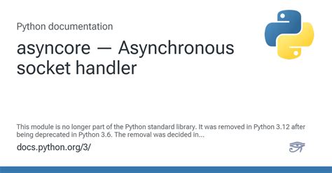 Asyncore Asynchronous Socket Handler Python Documentation