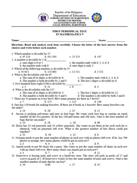 pt math 5 q1 final pdf multiplication mathematics