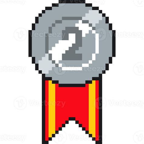 Silver Medal Pixel Art Style Winner Medal First Place Second And Third