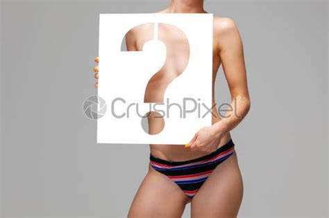 Nude Girl Holding Stencil Question Mark Character Stock Photo Crushpixel