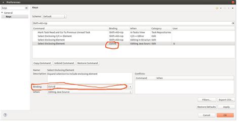 keyboard shortcuts eclipse double click scope selection and alt shift