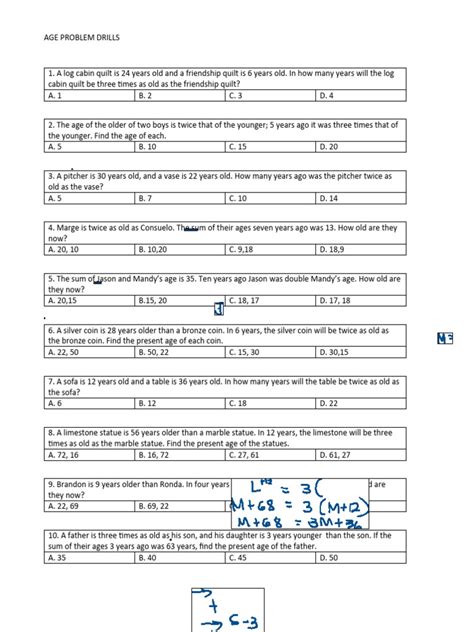 Age Problem Drill Pdf Art
