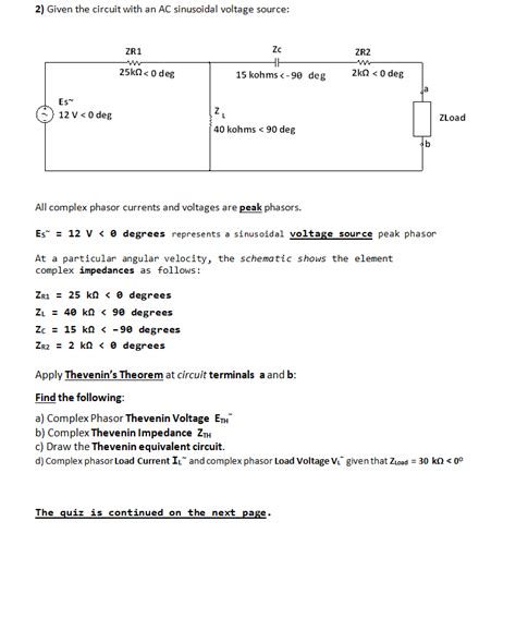 Solved Given The Circuit With An AC Sinusoidal Voltage Chegg