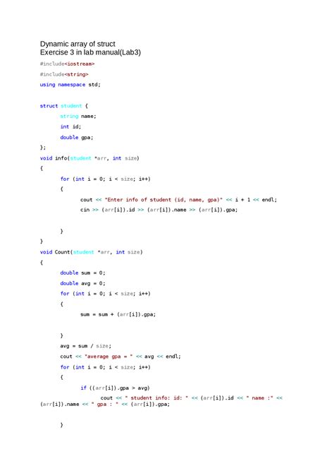 Dynamic Array Of Struct Example Docsity