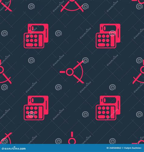 Set Calculator And Drawing Compass On Seamless Pattern Vector Stock