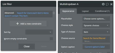 How To Filter A Dynamic Multi Select List To Options Not Already Selected Database Bubble Forum