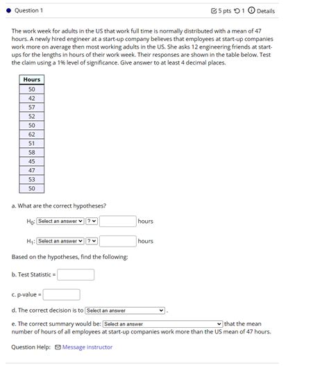 Solved Question 1 5 Pts 1 I Details The Work Week For Chegg Com