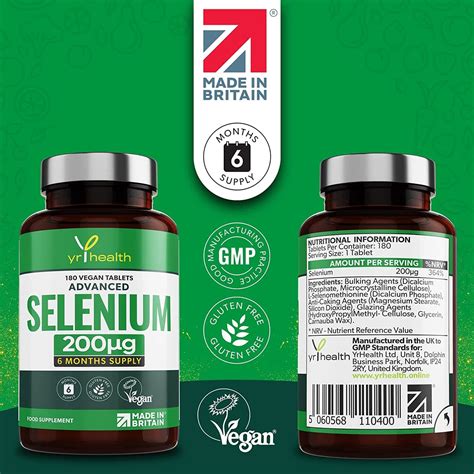 Selenium 200mcg Vegan Society 6 Month Supply 180 Tablets Simply Cbd