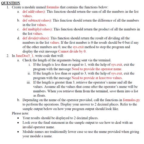 Solved ESTION Create A Module Named Formulas That Chegg