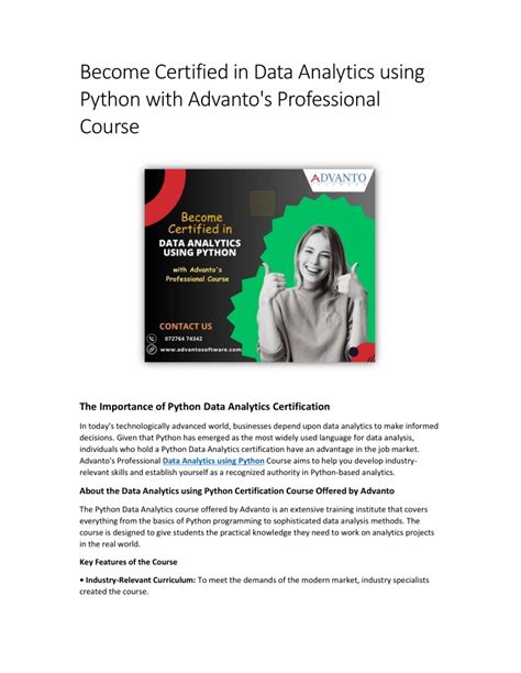 PPT - Become Certified in Data Analytics using Python with Advanto's Professional Course ...