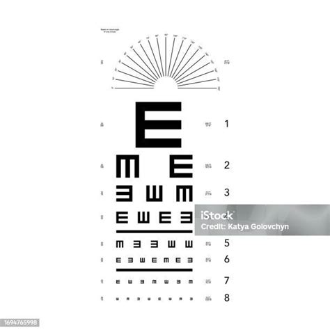 E Graphique Eye Test Chart Tumbling And Astigmatism Test Grid Medical Illustration Contour