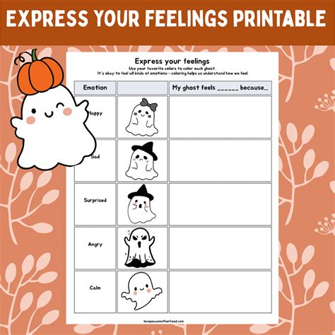 Ghost Feelings Chart Printable Pdf Halloween Emotional Learning