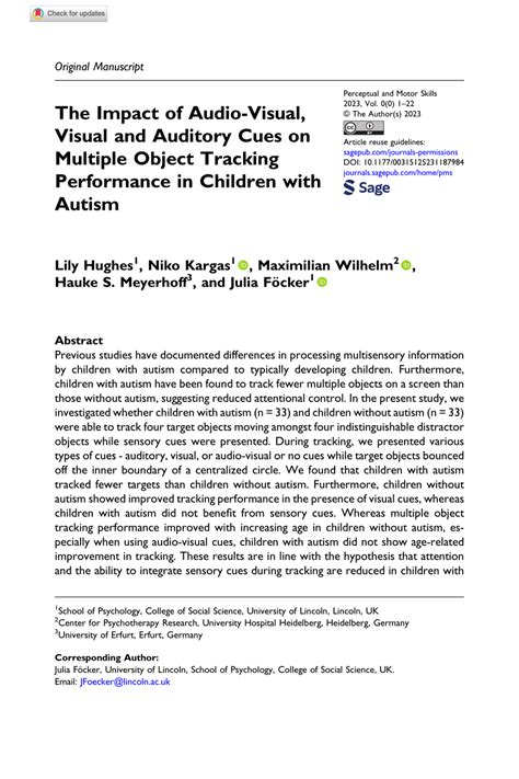 Pdf The Impact Of Audio Visual Visual And Auditory Cues On Multiple