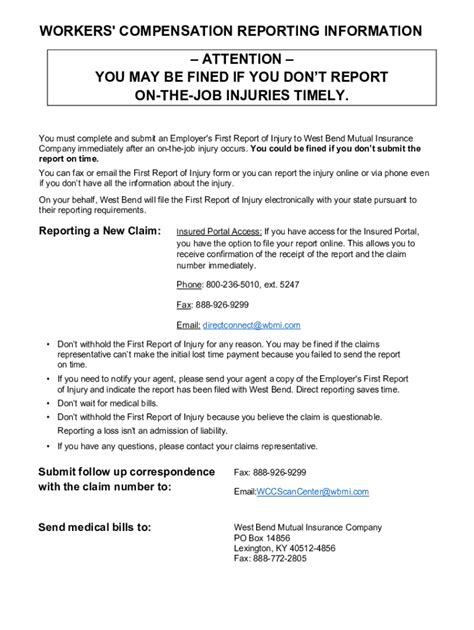 Fillable Online Workers Compensation Reporting Information Fax Email Print Pdffiller