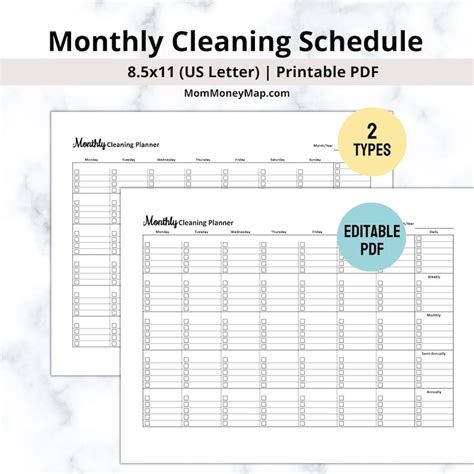 Monthly Cleaning Printable Pdf Monthly Deep Cleaning Checklist